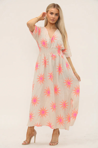 Sun Moon and Stars Ecru | Glad Rags Boutique Store